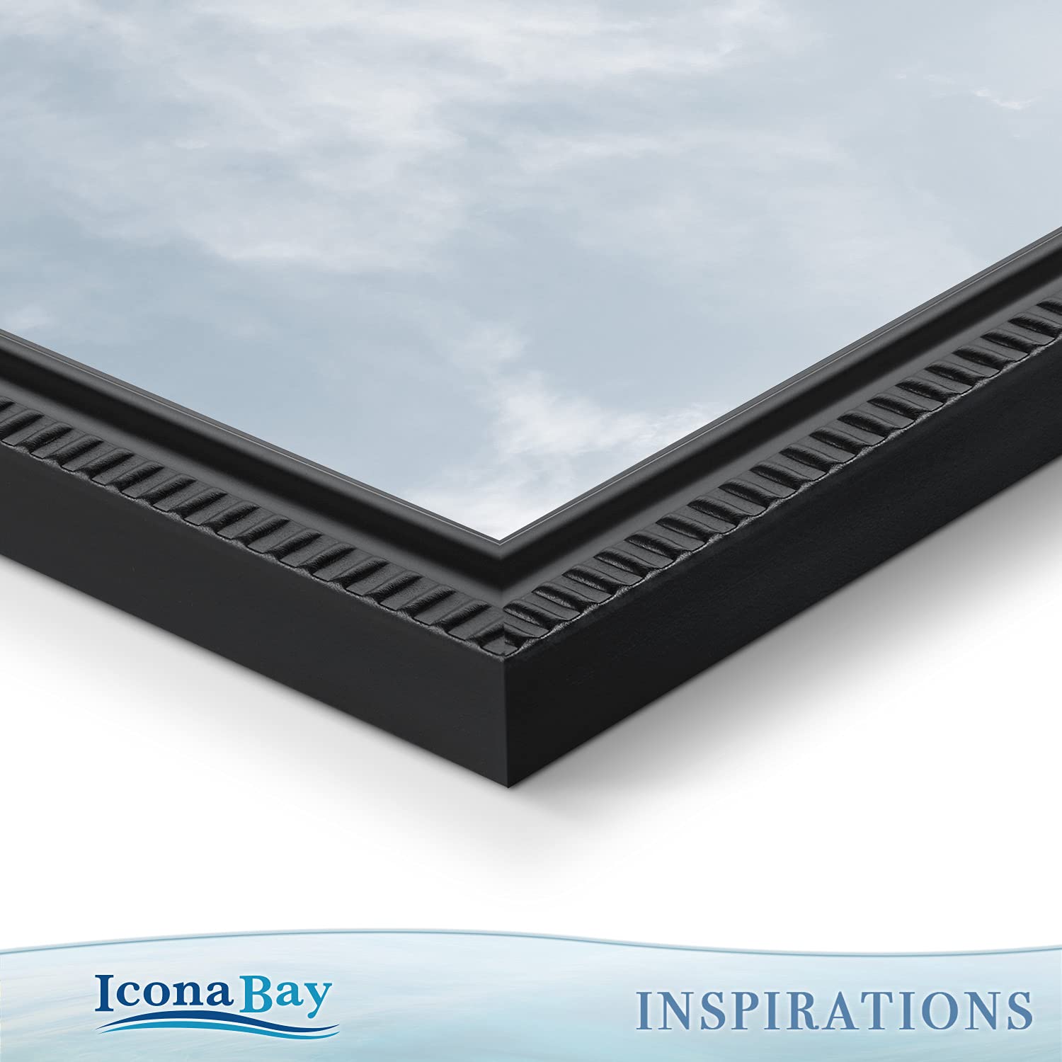 Icona Bay 8x10 Black Picture Frame Beautifully Detailed Molding, Contemporary Picture Frame Set, Wall Mount or Table Top, Inspirations Collection
