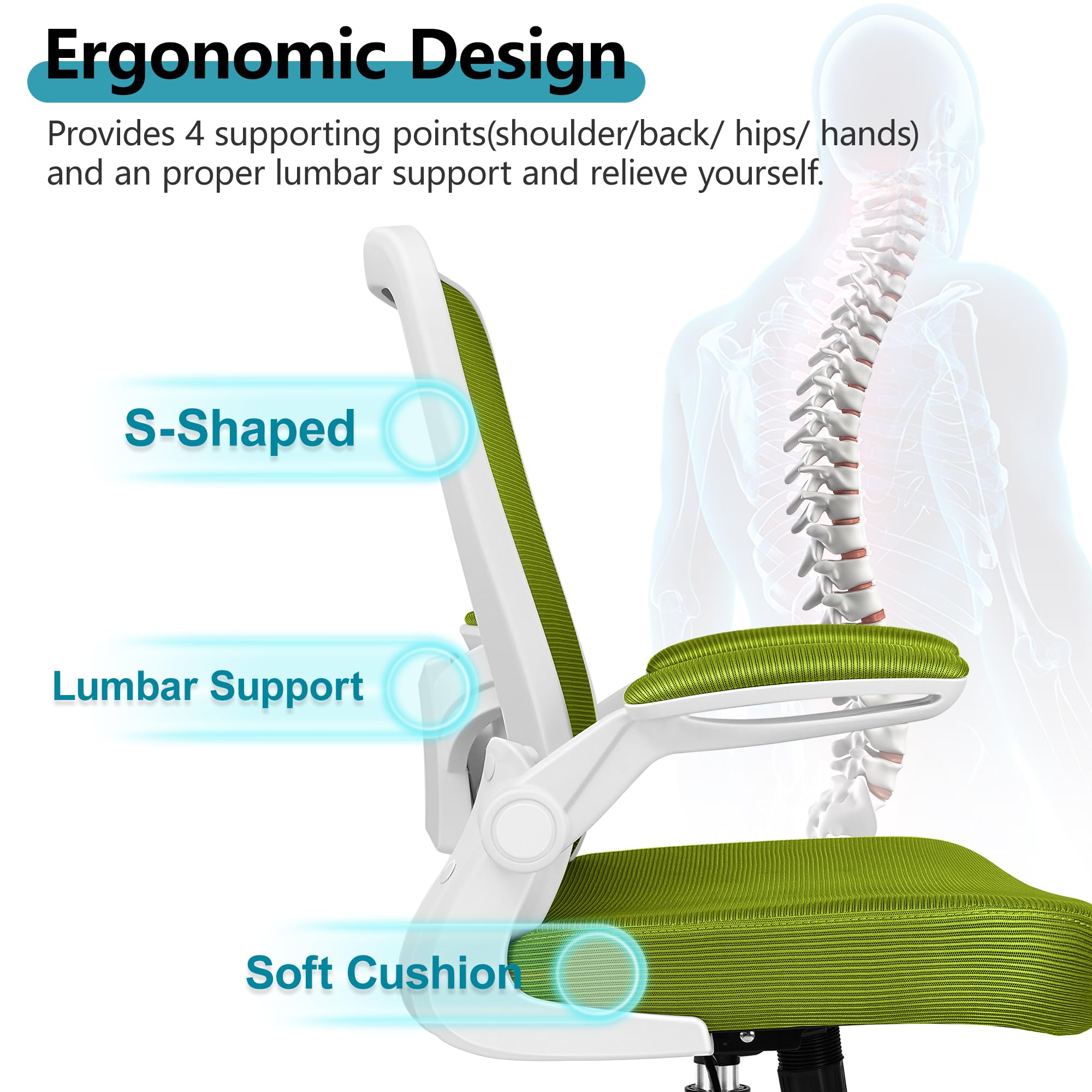 FelixKing Office Chair, Ergonomic Desk Chair Breathable Mesh Chair with Adjustable High Back Lumbar Support Flip-up Armrests, Executive Rolling Swivel Comfy Task Computer Chair for Home Office