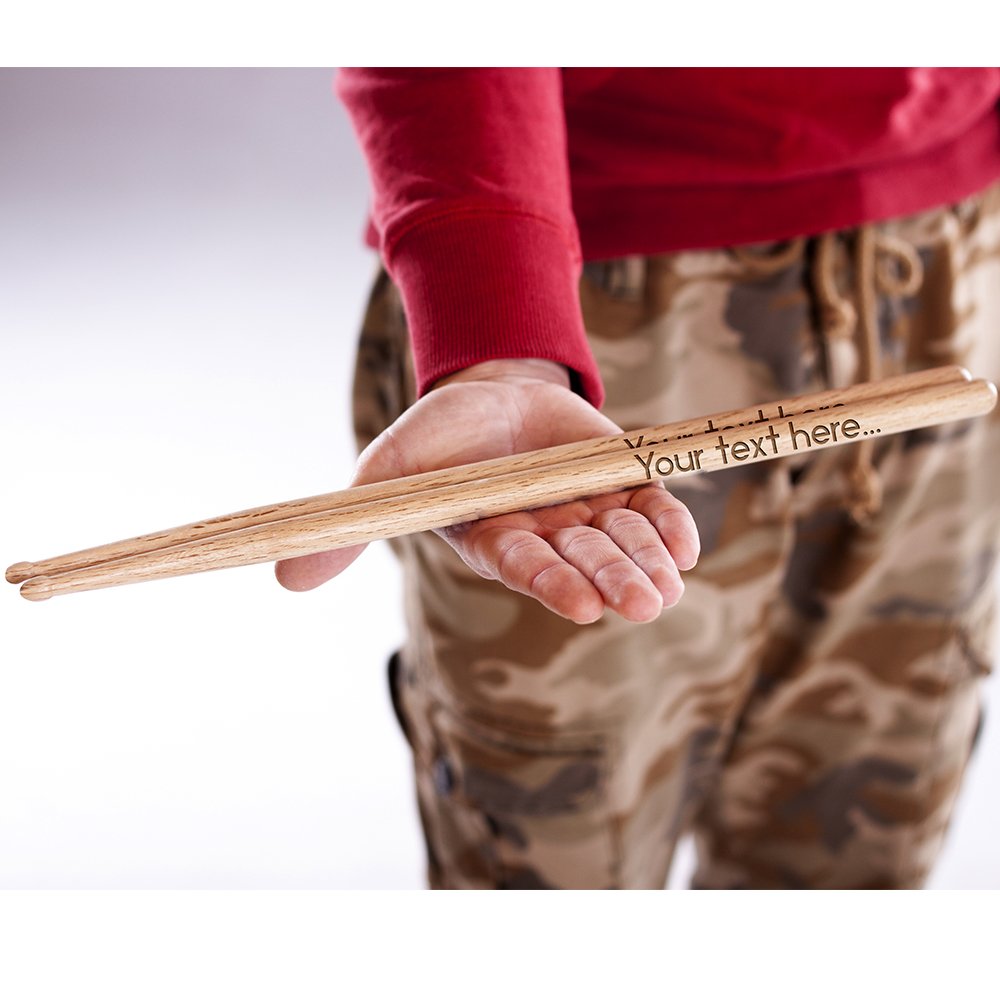 P Lab Personalized Drumsticks, 1 Pair of 5A or 5B Custom Engraved Wooden Drumsticks, Great Christmas Gift for Musician Drummer or For Your Band Musical Instruments Gift