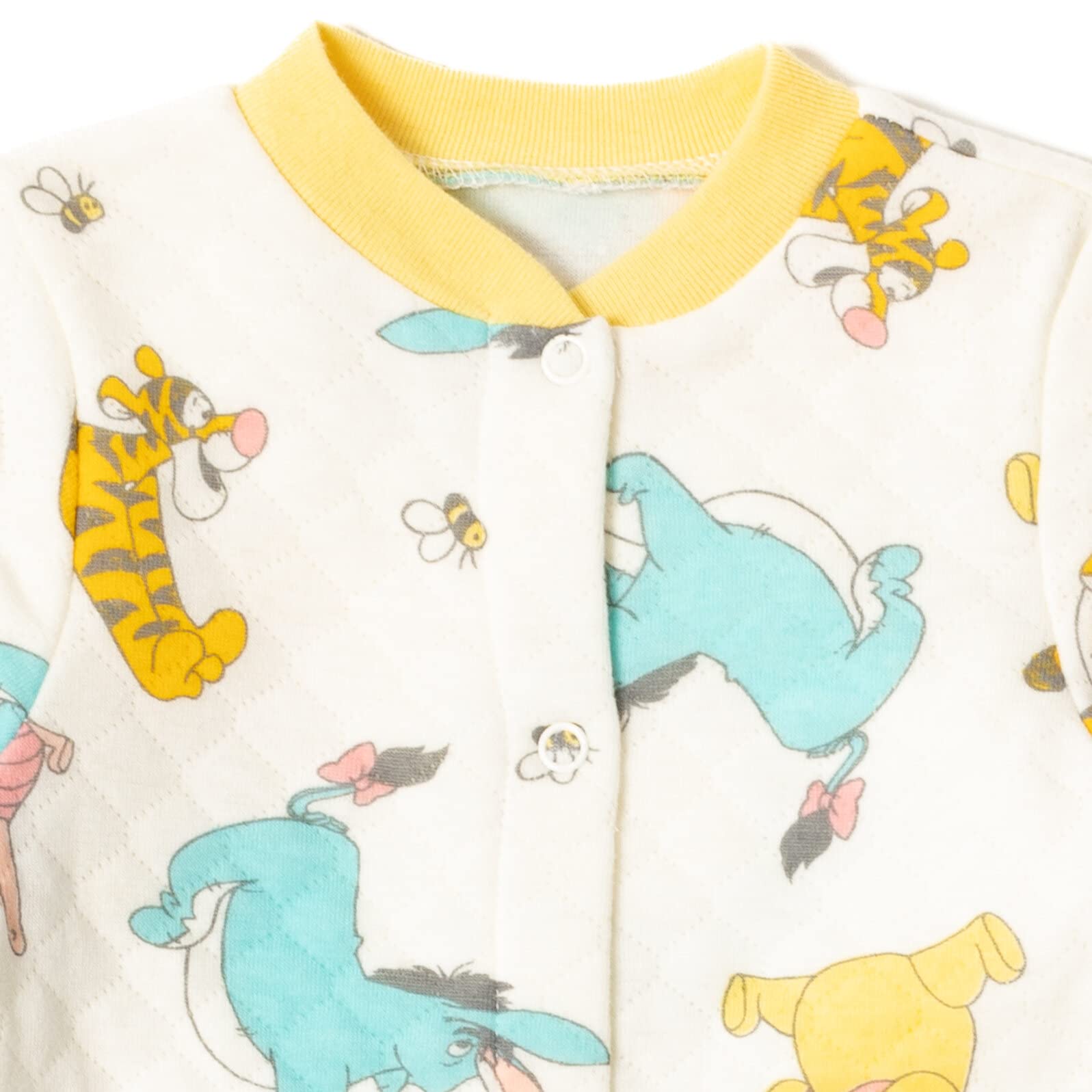 Disney Winnie the Pooh Eeyore Tigger Piglet Newborn Baby Boys Quilted French Terry Snap Coverall White 0-3 Months