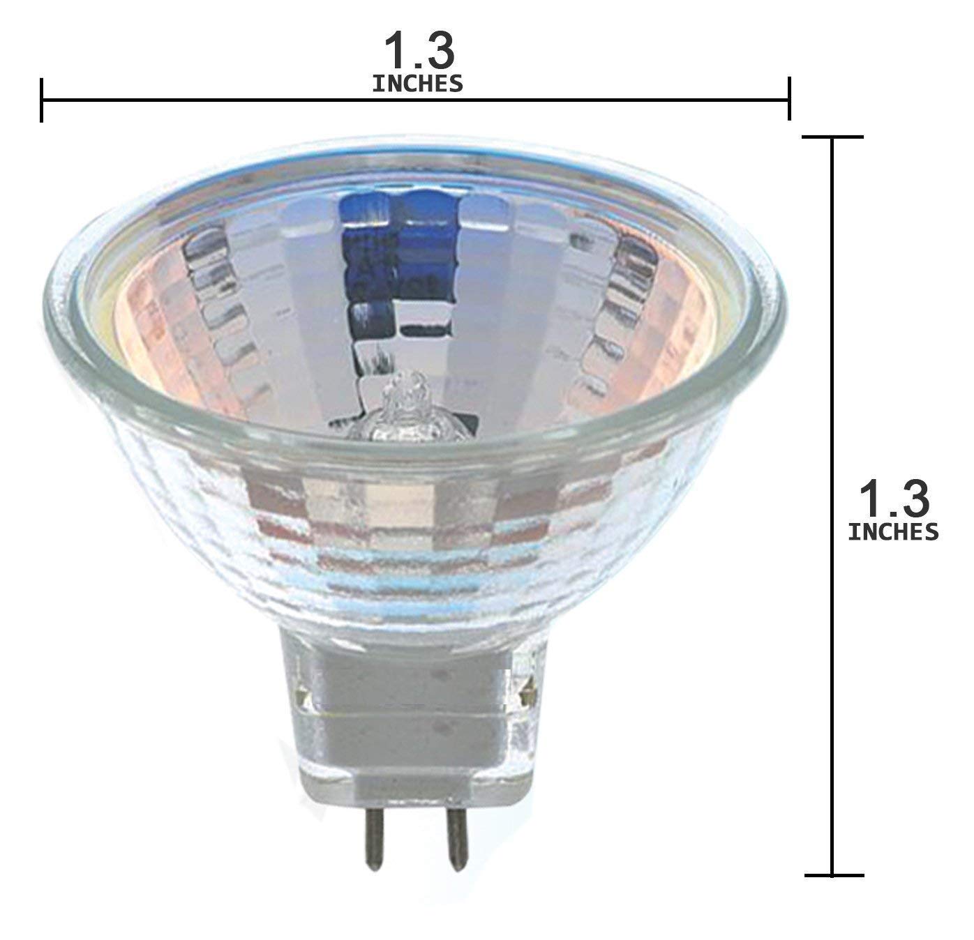 CBconcept - 10 Bulbs - 12 Volt, 35 Watts, MR11, UV Glass Face, G4 Bi-Pin Base FTD Flood Halogen Light Bulb, for Chandelier, Track Light,Fiber Optic Light, RV, Landscape Lighting - Designed in CA