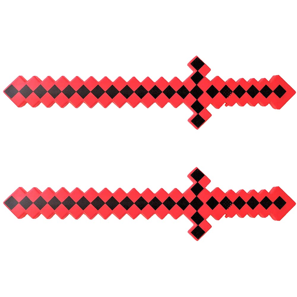 P&F Pack of 4 Light Up Classic Diamond Pixel Sword with Color Led Flashing & Sound