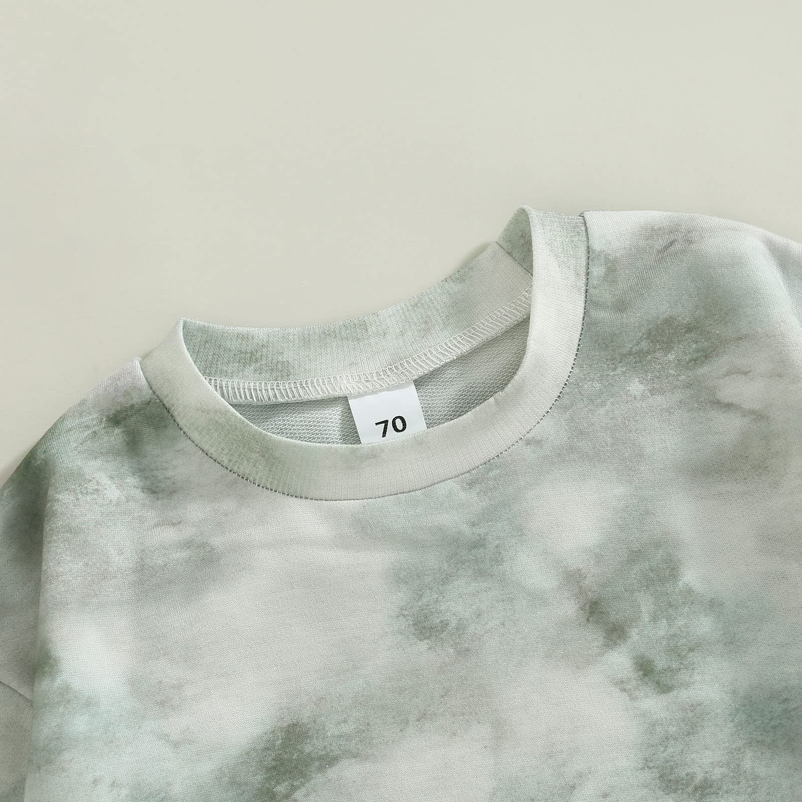 Endorothii Infant Baby Boy Girl Fall Clothes Tie Dye Sweatshirt Romper Oversized Crewneck Bodysuit Long Sleeve Outfit (Green Tie Dye, 6-12 Months)
