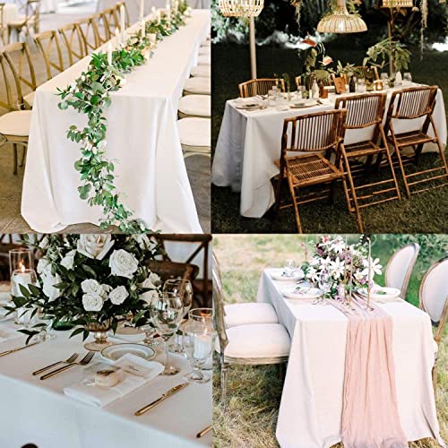 PlatolPro 6 Pack White Table Cloth Rectangle Table 60 X102 Inch White Table Cloths for Parties 6 Foot Manteles De Mesa De Tela para Fiestas Ideal for Wedding Receptions, Parties.(White, 6 Pack)