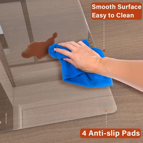 CONGUILIAO Glass Chair Mat, 36" x 46" Tempered Glass Office Chair Mat for Carpeted or Hardwood Floors, Computer Chair Mat Floor Protector Mat, Effortless Rolling, Easy to Clean (Transparent)