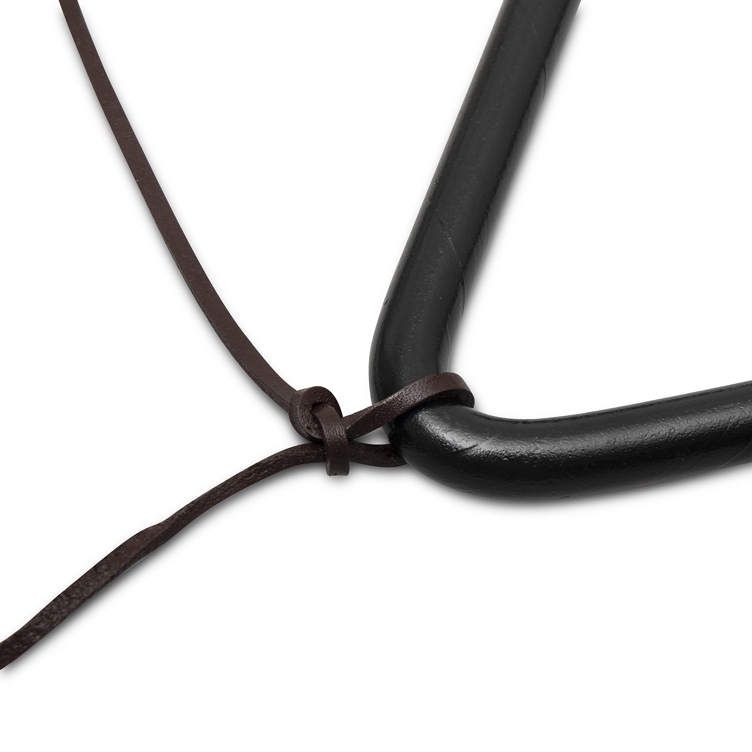 WillourGarbry Triangle Dinner Bell with Striker - Leather Strap, Black, Iron - Complete with Pan- and Grill Scrapers