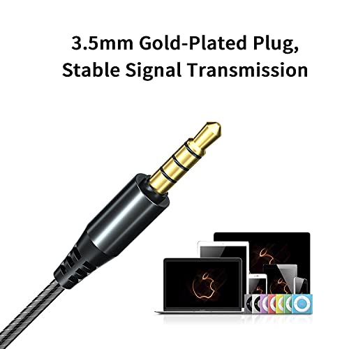 Holiper Dual Driver Wired Headphones with Mic, HD Sound Bass Boosted Ear Buds, Anti-Tangle Braided Cord