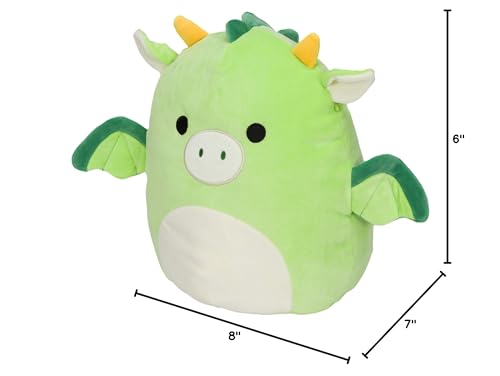 Squishmallows Official Kellytoy Plush 8" Dragon- ONE of Two Pictured Styles May Vary - Dexter or Tatiana