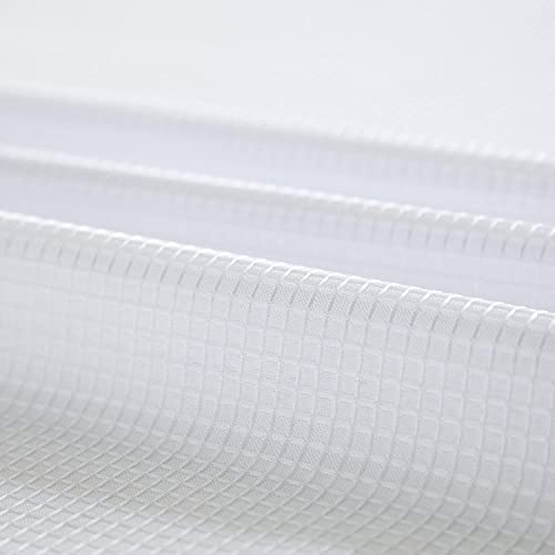 Waffle Weave Shower Curtain With Liner Sets - Modern Shower Curtain for Bathroom With Mesh Top Window - Premium Quality Fabric Snap Shower Curtain