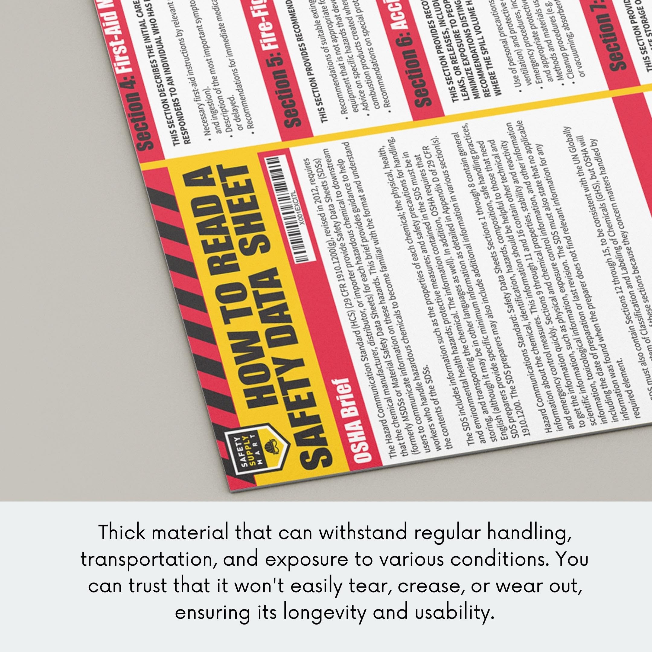 How To Read A Safety Data Sheet (SDS/MSDS) Poster, 24 x 33 Inch, UV Coated Paper (Poster)