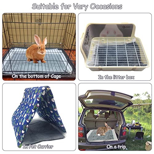 Tfwadmx 100 Pcs Rabbit Pee Pads Guinea Pig Super Absorbent Cage Liners Bunny Disposable Black Carbon Diapers Small Animal Training Accessories with Quick-Dry Surface for Chinchilla Ferret Hamster