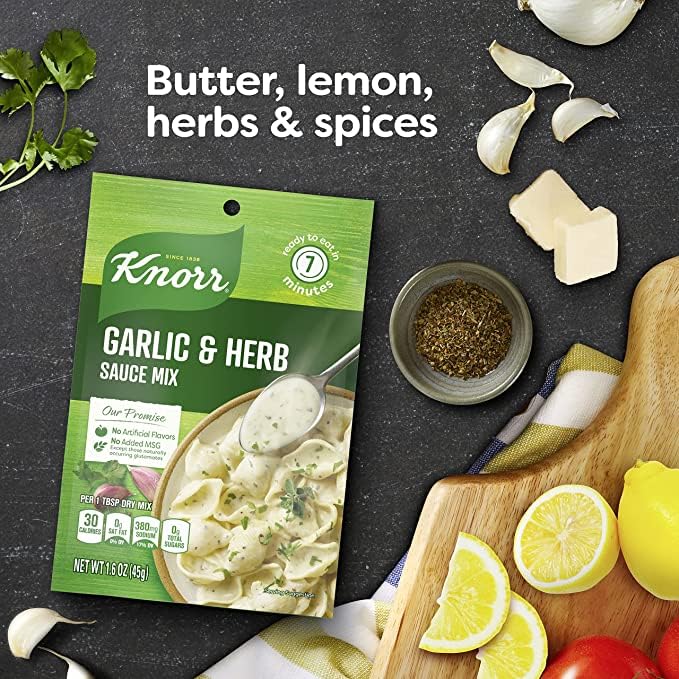Knorr Sauce Mix Creamy Pasta Sauce For Simple Meals and Sides Garlic & Herb No Artificial Flavors, No Added MSG 1.6 oz - Pack of 3 (4.8 oz in total)