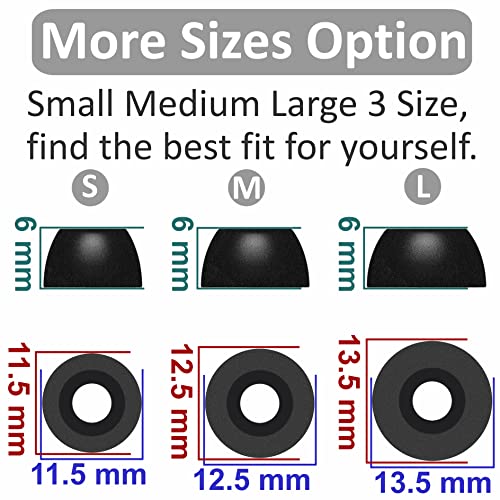 Memory Foam Tips Compatible with Pixel Buds Pro Ear Tips Eartips, 6 Pairs No Silicone Pain Noise Reduce Comfortable Fit in Case Earplug Compatible with Google Pixel Buds Pro - S/M/L Black