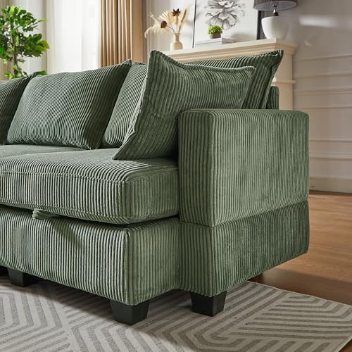 FANYE L/U-Shaped Oversized Free Combination Modular Storage Sectional Sofa Soft Corduroy Upholstered Deep Seat Sofa&Couch Convertible Sleeper Couch Bed W/2 Pillows for Living Room