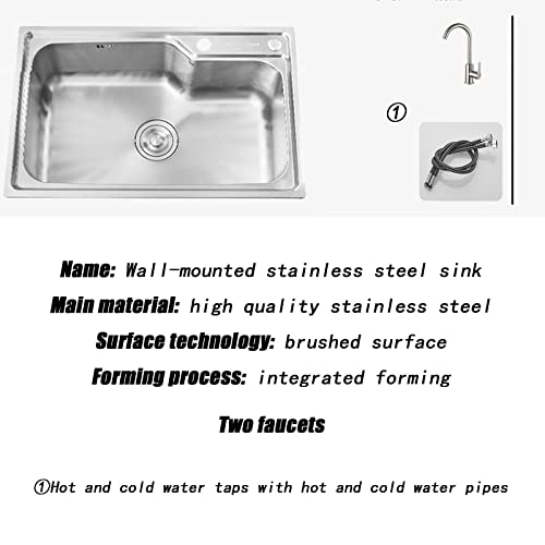 Wall mount utility sink,stainless steel wall-mounted commercial large sink,free standing utility sink、Stainless Steel Utility Sink Commercial Single Bowl Sink,for Laundry/Backyard/Garage ( Size : 15*1