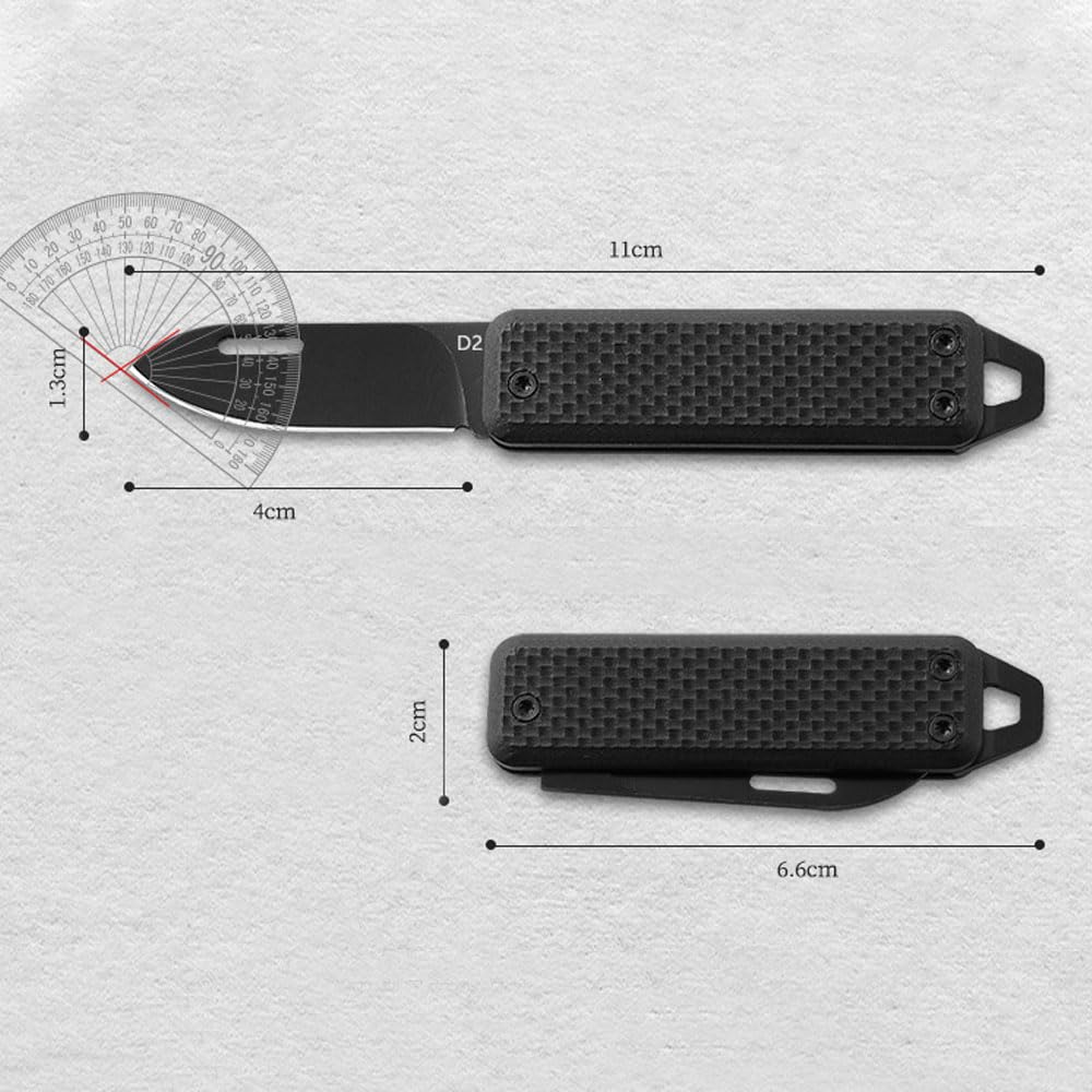 Caressolove G10 Small Pocket Knife For Men, Extremely Sharp D2 Steel Keychain EDC Blade, Multifunction Mini Package Opener Little Knife, Portable Lightweight Folding Tiny Pocketknife
