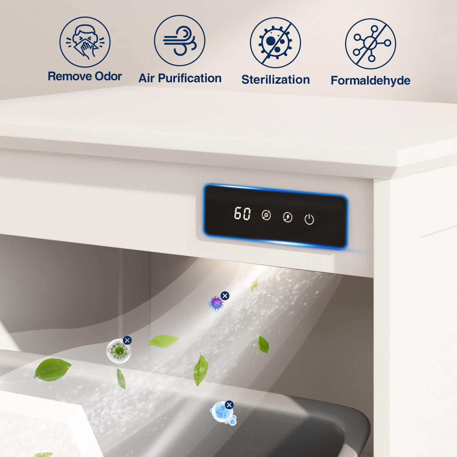 FiveWillowise Tilt Out Trash Cabinet, Kitchen Trash Can Cabinet w/Negative ion and deodorizing Function, Dog Proof 20 Gallon Garbage Can Cabinet for Kitchen, Bathroom, Living Room, White