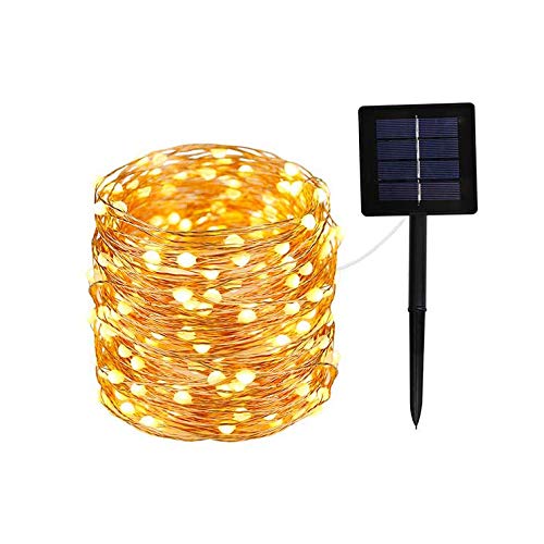 Solar String Lights 36FT 100LED,Waterproof Indoor Outdoor Lighting for Garden,Copper Wire 8 Modes Fairy Lights for Home Decor Patio Garden Party (Warm White)