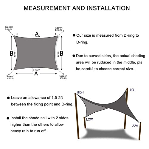 JLCP Square Awning 3,6X3,6M Balcony Sun Shade Protection Waterproof Windproof 90% UV Block Breathable Rectangle Sail Canopy for Outdoor Patio Garden Lawn Pergola Decoration,Light Brown