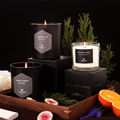 subrtex Citrus & Wood Scented Candles for Women, 12.3oz Large Jar Single Wick Candle, 70 Hours of Burn Time, Highly Scented Aromatherapy Candle Valentine's Day Gift for Bathing Massage