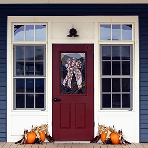 RECUTMS Fall Wreath Bow Halloween Thanksgiving Wreath Bows Holiday Bows for Wreaths Orange Burlap Bow Home Garden Decoration