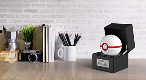 The Wand Company Pokémon Poké Ball Authentic Replicas - Realistic, Electronic, Die-Cast Poké Ball with Display Case Light Features (Premier Ball)