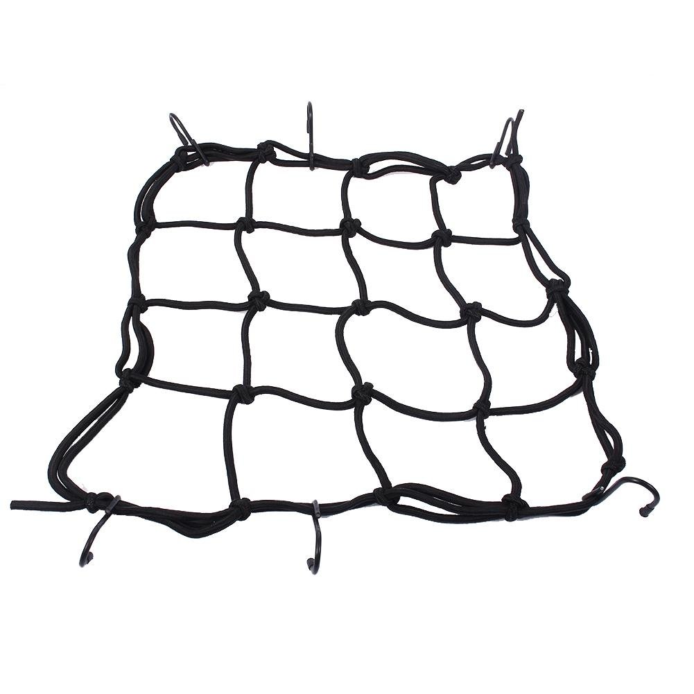 Cargo Net, 30x30cm Motorcycle 6 Adjustable Plastic Hook Hold Down Cargo Web Bungee Cord Packing Mesh Net Gear Luggage Netting with Small Mesh(Black)