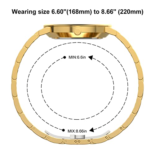 GOLDEN HOUR Men's Watches Slim Minimalist Runway Gold Plated Stainless Steel Quartz Analog Watch with Black Hands