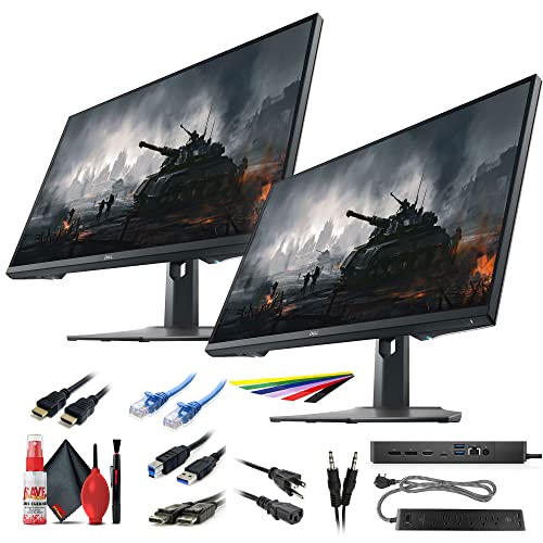 Dell 2 x G3223Q 32" 4K HDR 144 Hz Gaming Monitor (G3223Q) WD19S Dock + Surge Protector + AUX Cable + Network Cable + Cable Straps + Cleaning Kit + More