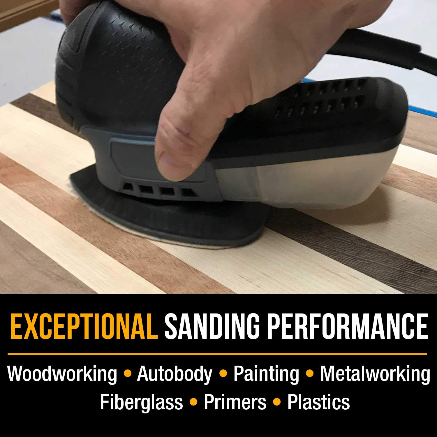 Dura-Gold Premium Mouse Detail Sander Sandpaper, 48 Assorted Grit Sanding Sheets - 60, 80, 120, 220, 320, 400-5 Hole Pattern Hook & Loop Triangle Mouse Discs - Woodworking Wood Crafting, Auto Paint