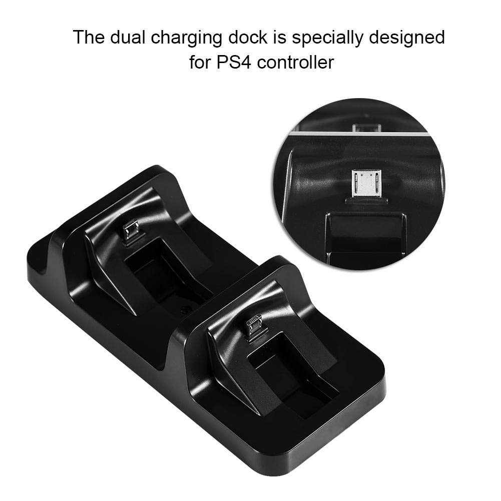 Richer-R Controller Charger for , Dual Charging Dock Docking Station Stand USB Charger for Playstation 4 Game Controller, Built-in Micro USB Adapter Port