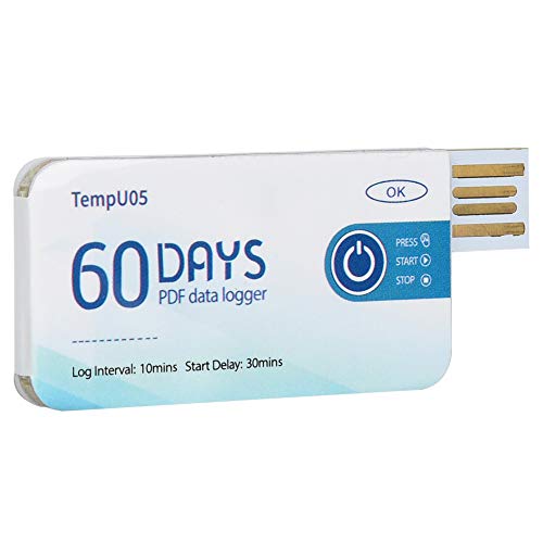 Disposable USB Temperature Data Logger Cold Chain Fresh Label Cold Chain Shipping Temperature Monitor with PDF Report(Blue)