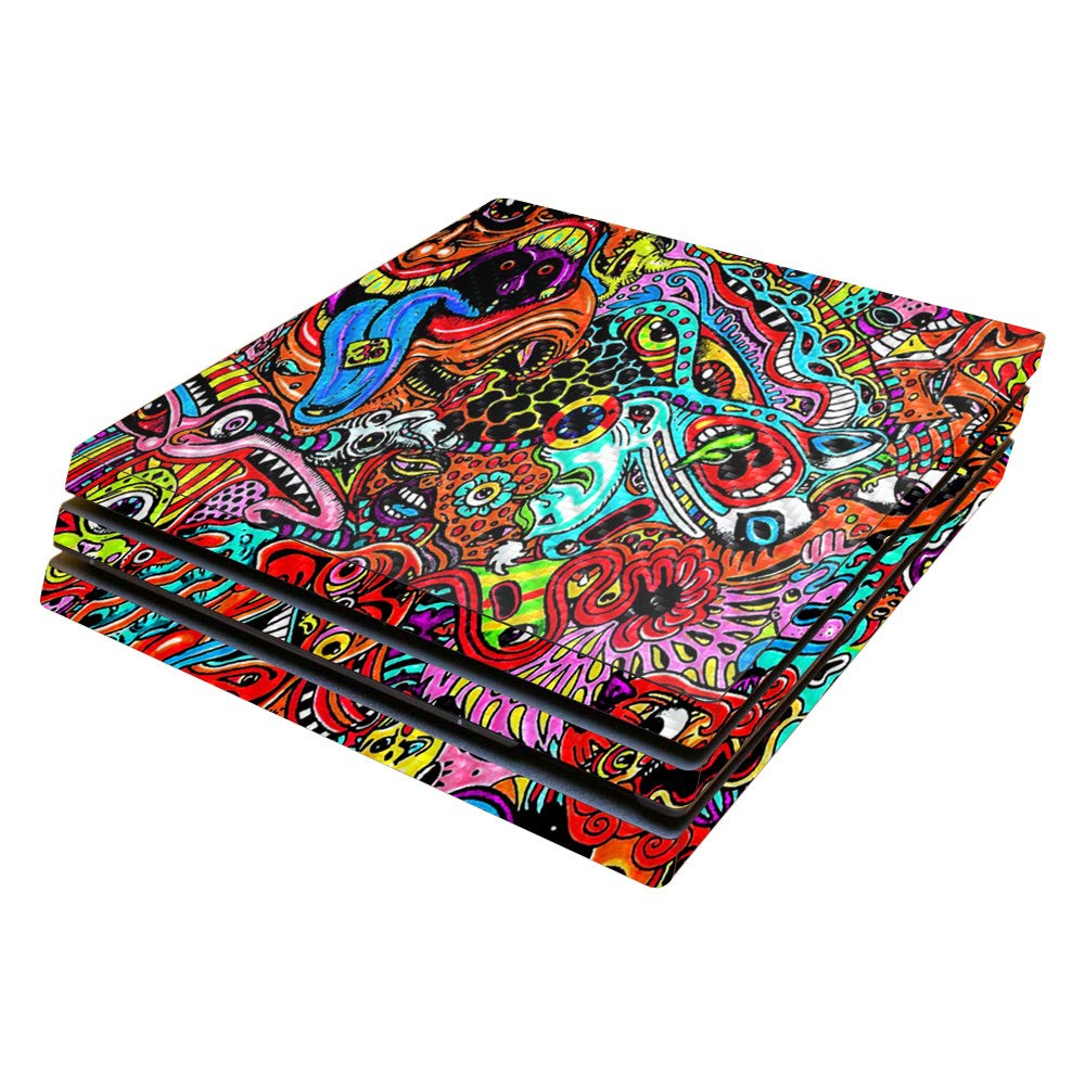 MightySkins Carbon Fiber Skin for Sony PS4 Pro Console - Acid Trippy | Protective, Durable Textured Carbon Fiber Finish | Easy to Apply, Remove, and Change Styles | Made in The USA