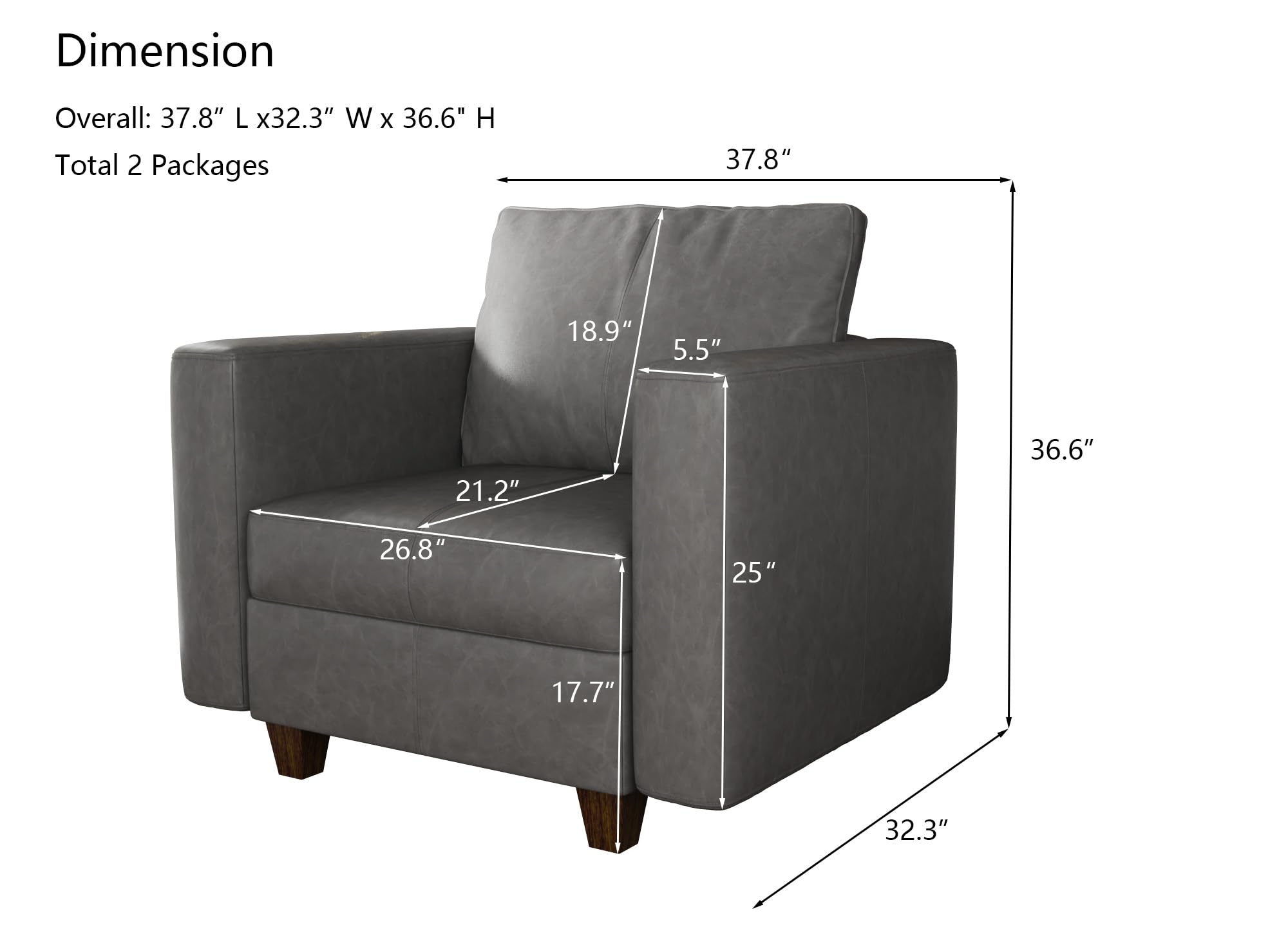 EASE MOOSE Modular Sectional Accent Chair with Storage Seat, Faux Leather Armchair Modern Single Sofa Club Chair for Living Room