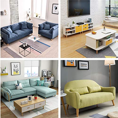 WEICHUAN Solid Rubber Wood Replacement Sofa Couch Chair Ottoman Loveseat Coffee Table Cabinet Furniture Wood Legs(6" Slant Set of 4)