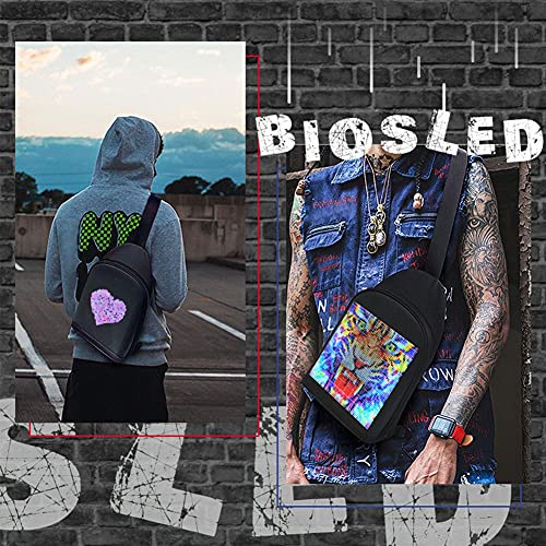 GIFR MOVERS LED Diagonal Backpack, DIY Full-Color Screen With Bluetooth Connection App To Control The Screen Display、Unisex、Outdoor、Advertising And Travel Strap Bag