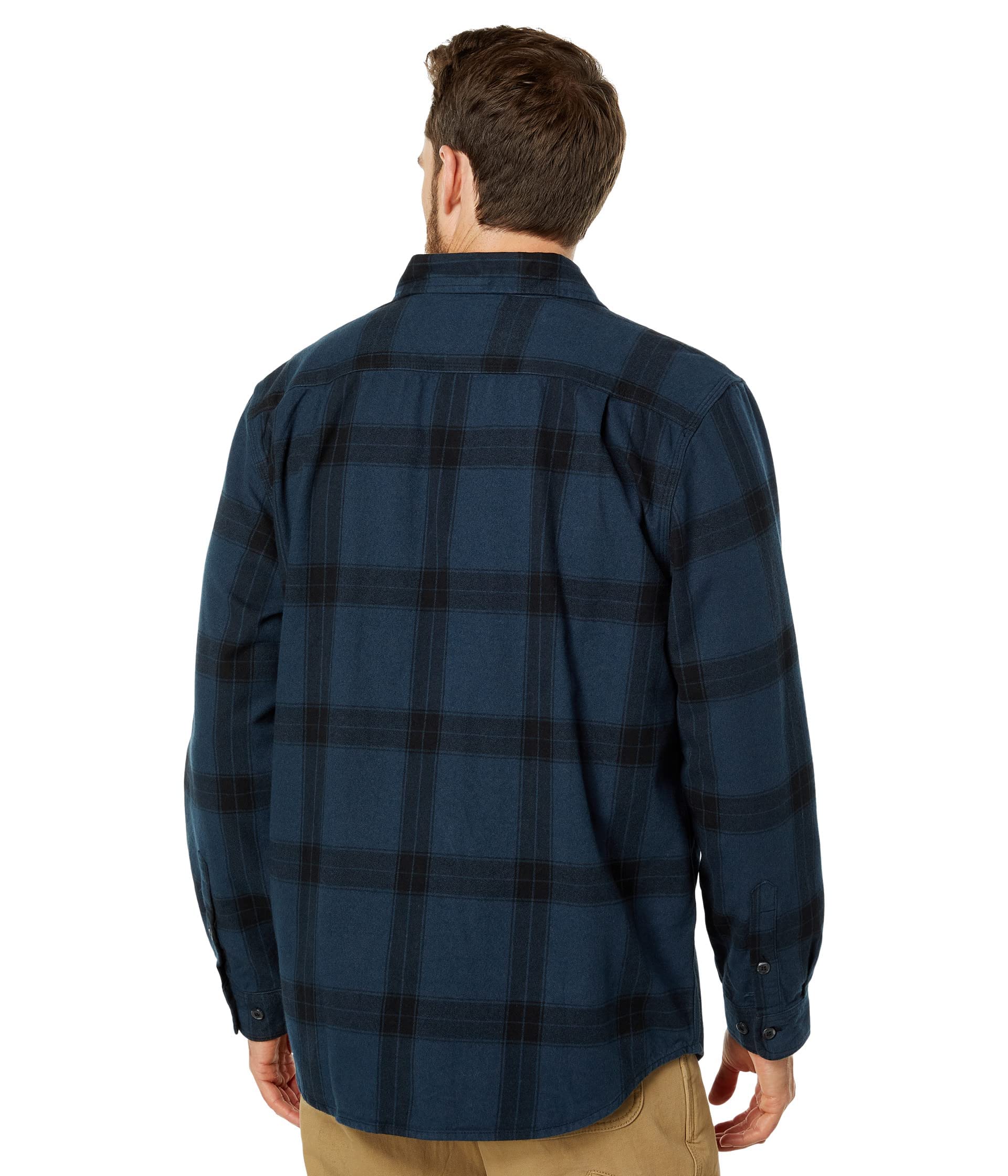 Carhartt Loose Fit Heavyweight Flannel Long Sleeve Plaid Shirt Night Blue LG (Reg)