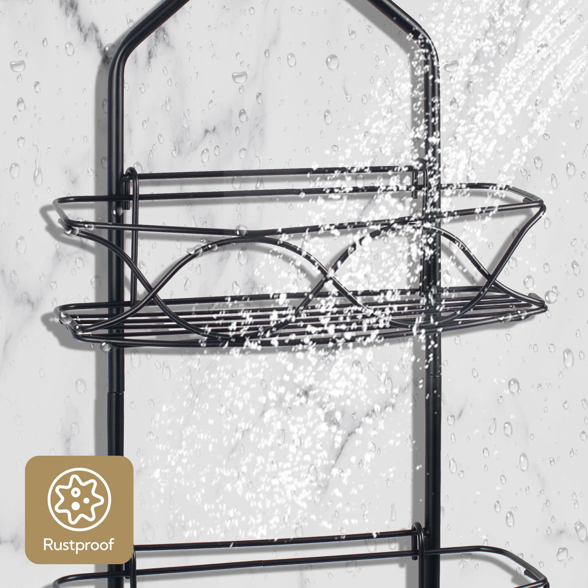GRANNY SAYS Shower Caddy Hanging, Shower Organizer with Toothbrush Holder, Shower Holder Over Shower Head, Shower Racks for Inside Shower, Black Shower Caddy, Bathroom Shower Organizer