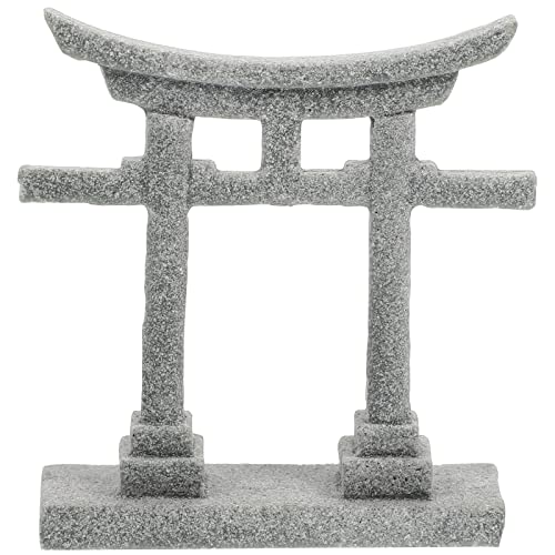 GANAZONO Japanese Shinto Torii Gate Aquarium Torii Miniature Ornament Tree Fish Tank Decoration Bridge Landscape Ornaments Grey