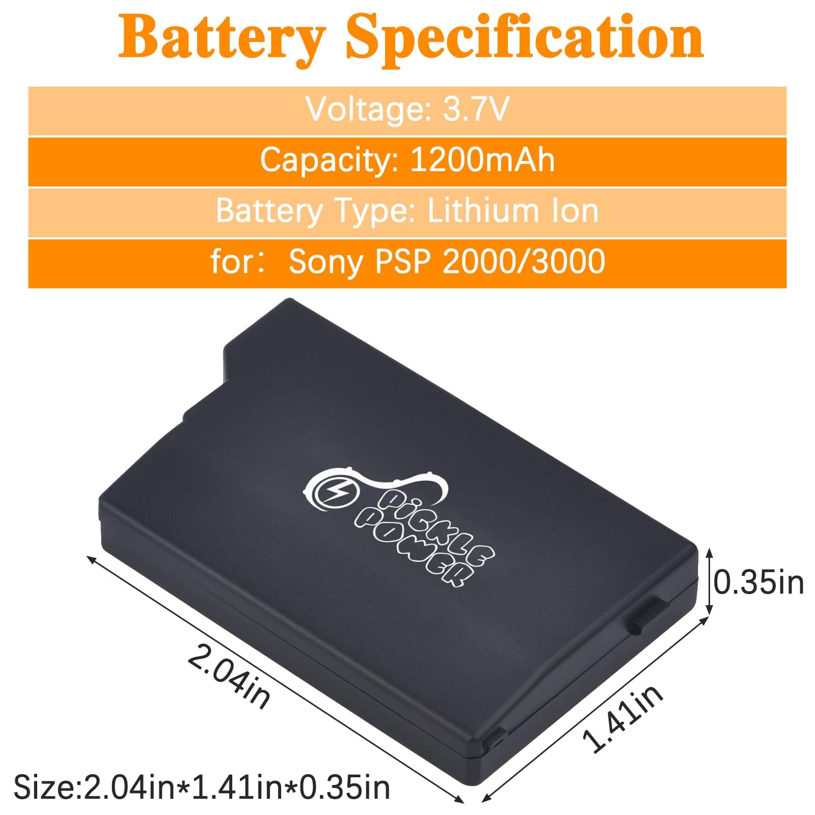 Pickle Power PSP 3001 Battery and LED Display Charger for Sony PSP 2000/3000 PSP-S110 Console, PSP-3001 PSP-3002 PSP-3000 PSP-3004 PSP-2001 PSP-2002 PSP-2003,PSP Lite, PSP Slim