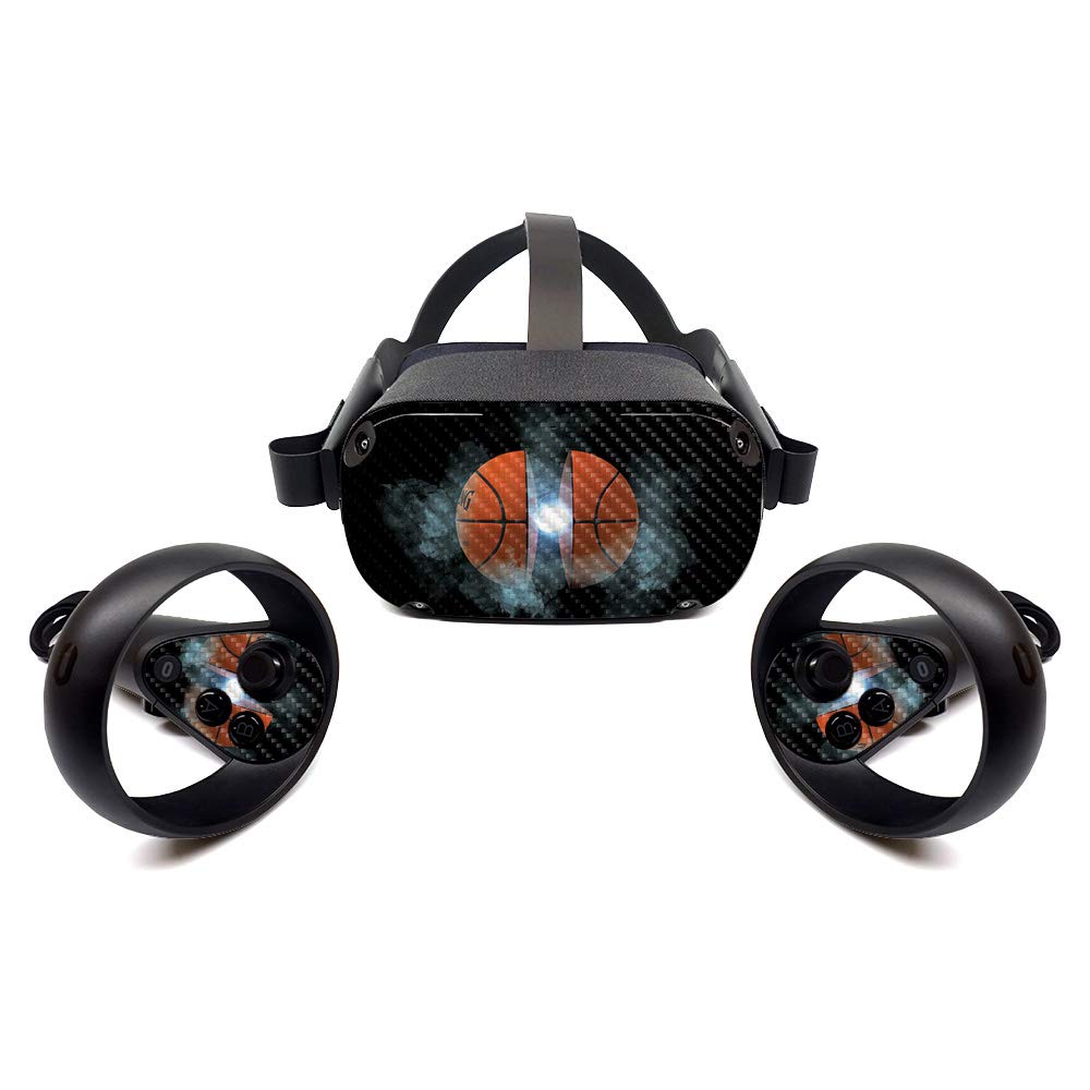 MightySkins Carbon Fiber Skin for Oculus Quest - Basketball Orb | Protective, Durable Textured Carbon Fiber Finish | Easy to Apply, Remove, and Change Styles | Made in The USA (CF-OCQU-Basketball Orb)
