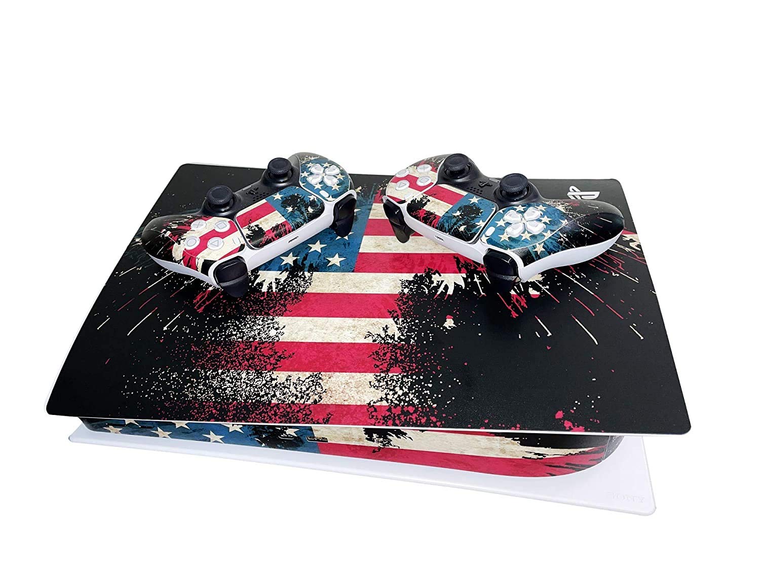 YK MALL PS5 Console PS5 Stickers Vinyl America Flag Skin Pattern Decals Skin Sticker for PS5 Playstation 5 Console and 2 Controller (Playstation 5 Not The Digital Edition)