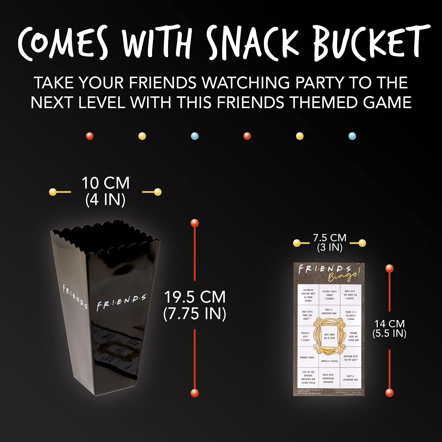 Paladone Friends TV Show Bingo Game - Play While Watching Your Favorite Show - Great Party Game, Red, PP8204FR