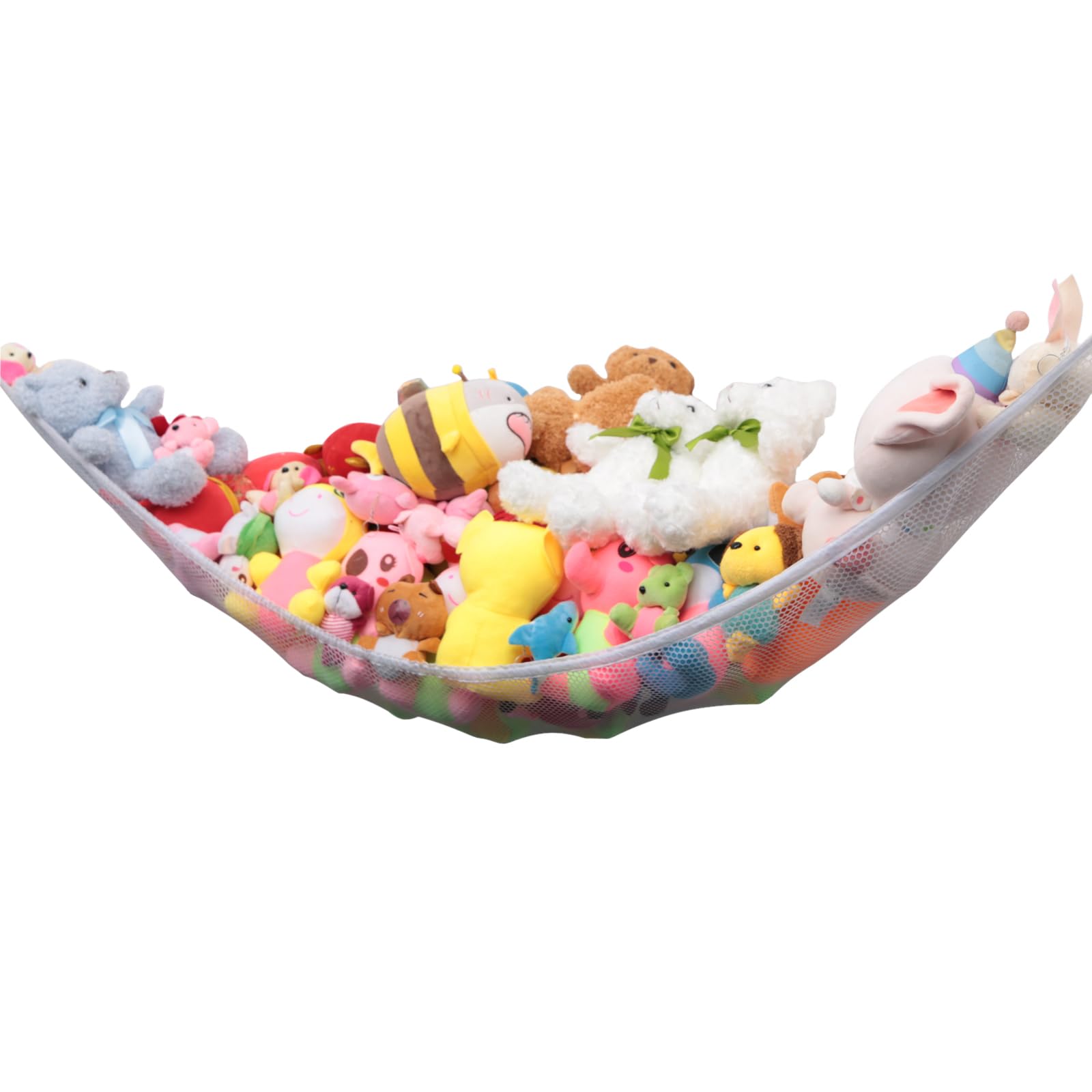 Huijukon Stuffed Animal Storage Hammock - Extra Large Toy Hammock for Stuffed Animals - Teddy Net Hammock Toy Net Organizer Holder for Stuffies Plushies - Kids Room Decor Nursery Storage (White)