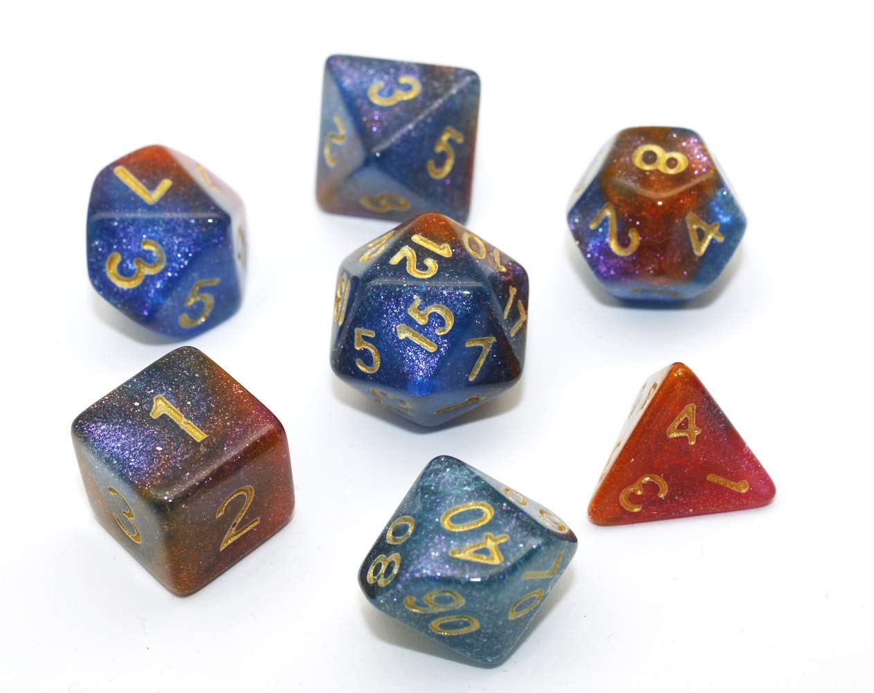 Polyhedral DND Dice Set Dice for Dungeons and Dragons, Pathfinder, D&D, RPG, MTG,7-Die Set Role Playing Games Dice…