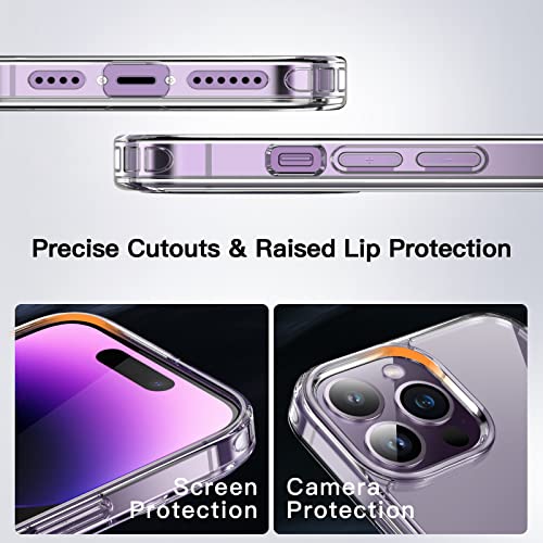 JETech Kickstand Case for iPhone 14 Pro Max 6.7-Inch (NOT for iPhone 14 Pro 6.1-Inch), Support Wireless Charging, Slim Shockproof Bumper Phone Cover, 3-Way Metal Stand (Clear)
