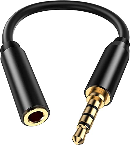 KOOPAO (1 Pack 3.5mm Audio Converter,3.5mm Male to Female Auxiliary Stereo Audio Headphone Jack AUX Adapter [4-Conductor TRRS] for iPhone, Smartphones, Tablets, Speakers, Microphone & Card Readers