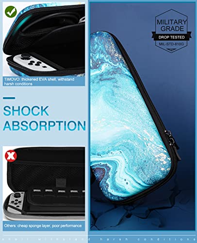 TiMOVO Carrying Case Compatible with Nintendo Switch OLED Model 2021 & Switch, Durable Hard Shell Game Storage Handbag Portable Travel Bag PU Pouch with Pocket for 10 Game Cards & Accessories, Gilding
