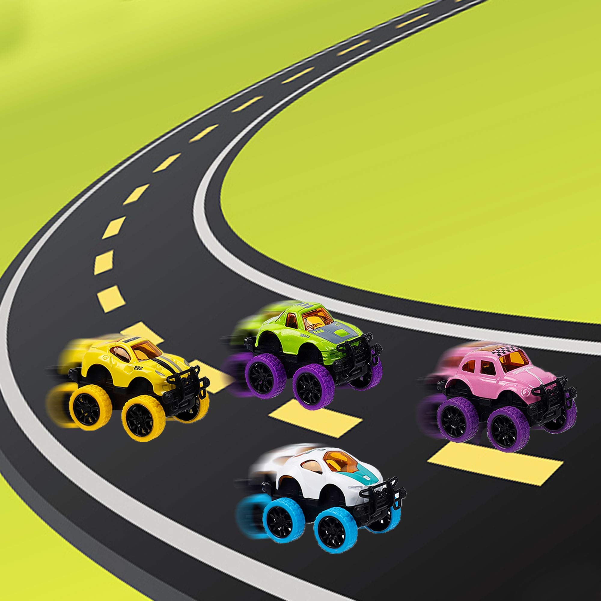 WATERGLIDE Set of 12 Pull Back Cars for 3-6 Year Old Boys, Easter Eggs Filled with Pullback Monster Vehicles Toys, Easter Egg Hunt, Basket Stuffers Filler, Party Favor Easter Gifts for Boys Age 3-6