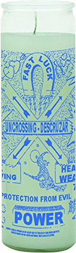 Indio 7 Day Glass Candle Uncrossing Protection from Evil - White